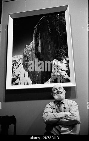 Ansel Adams, American photographer, at his Carmel, California home with ...