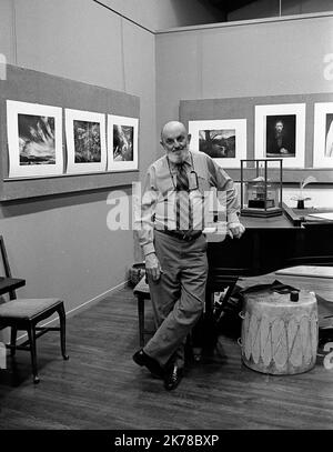 Ansel Adams, American photographer, at his Carmel, California home ...