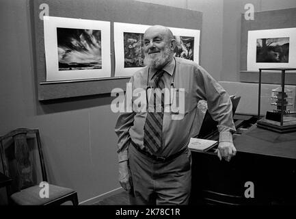 Ansel Adams, American photographer, at his Carmel, California home ...