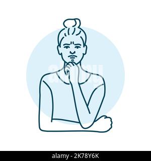 Female emotion of disgust color line illustration Stock Vector Image ...