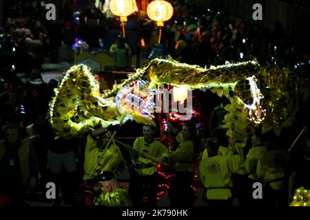 General view of the floats during the Lemon Festival in Menton, France ...