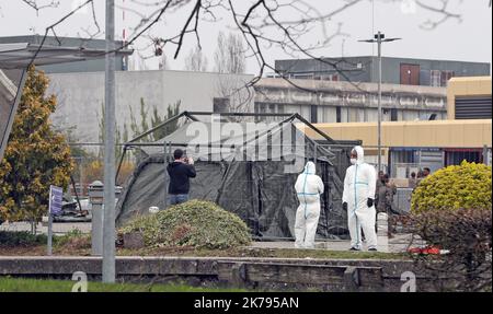 Sixteen army trucks arrived in Mulhouse to set up a military ...