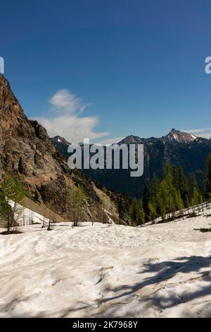 Photograph taken from Easy Pass. Snow still on the ground in mid-July ...