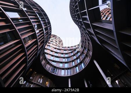 Copenhagen, Denmark - Sept 2022: Axel Towers comprising five round ...
