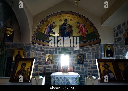 interior, Saint Nicholas Church, Kotsifos Gorge, Crete, Greece, Europe ...