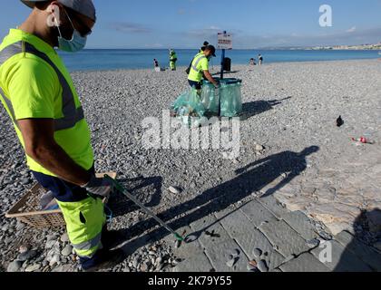 Cleaning of the beaches. Nice, France Stock Photo - Alamy