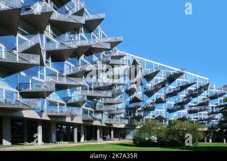 Copenhagen, Denmark - Sept 2022: VM Houses with modern looking triangle ...
