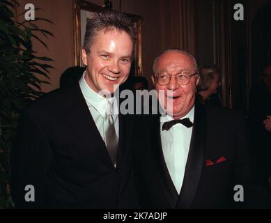 CANNES, FRANCE: 19 MAY 1999: Actors IAN ASPINALL (left), JIMI MISTRY ...