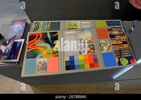 Train and bus seat moquette fabric displays by the UK company Camira on ...