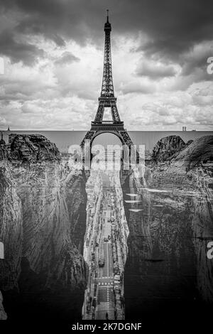 French street artist and photographer JR poses on his creation during ...