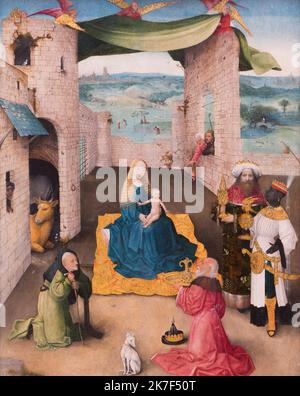 The painting 'Adoration of the Child' by Hieronymus Bosch depicts the ...