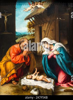 Nativity of Jesus Lorenzo Lotto Stock Photo - Alamy