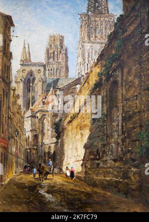 William Parrott painting; Rouen Cathedral c. 1860; 19th century English ...