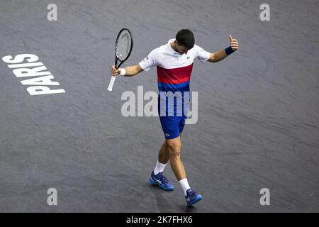 Novak Djokovic of Serbia reacts as he plays against Joao Fonseca of ...