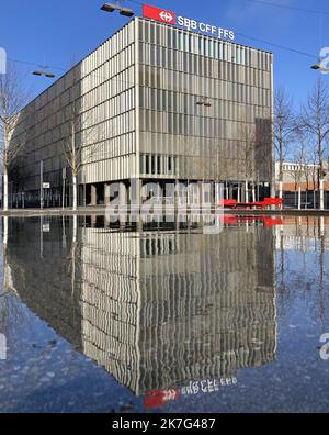 ©francois Glories/MAXPPP - The headquarters of the SBB (Swiss Federal Railways) at Bern Wankdorf ...
