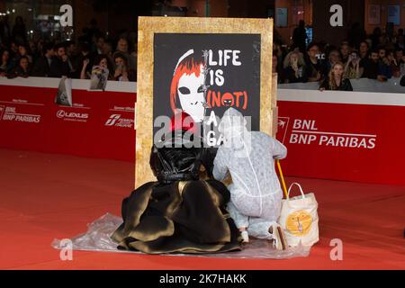 Italian street artist Laika attends the red carpet during the fifth day ...