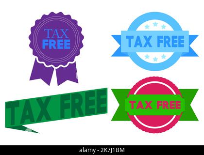 Set of ribbon with Tax Free text. Banner template. Label sticker. Sign ...