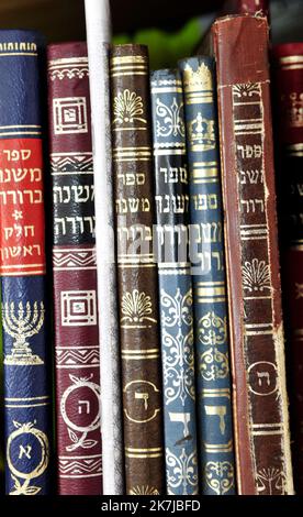 Mishnah books in a Yeshiva in Geula, Jerusalem, Israel Stock Photo - Alamy