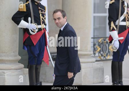 French Defense Minister Sebastien Lecornu leaves the first cabinet ...