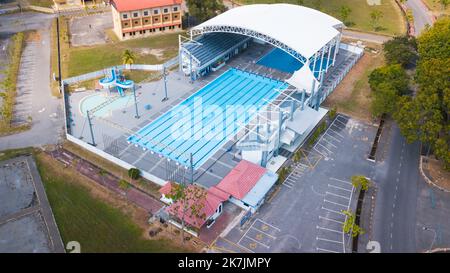 Aerial view of the swimming complex. It's a monumental sports ...