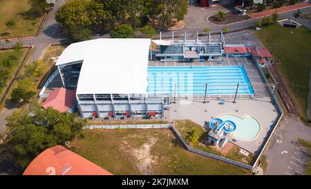 Aerial view of the swimming complex. It's a monumental sports ...