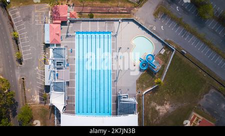 Aerial view of the swimming complex. It's a monumental sports ...