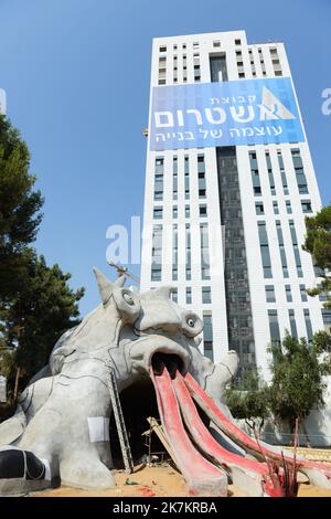 The iconic children's playground ' The Monster' ( The Golem ) in Kiryat ...