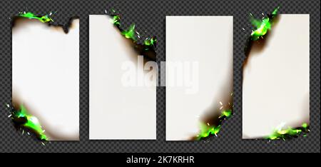 Burning paper png set isolated on transparent background. Realistic ...