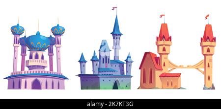 Cartoon Arabian castle on white background in 7 color versions. No ...
