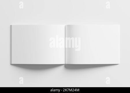 A4 Landscape Horizontal Magazine Brochure 3D Rendering White Blank ...