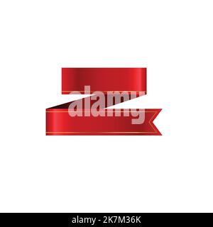 Premium quality single red gradient ribbon banner Vector illustration ...