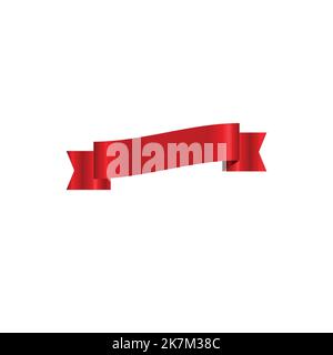 Silk single red gradient ribbon banner Vector illustration on white ...