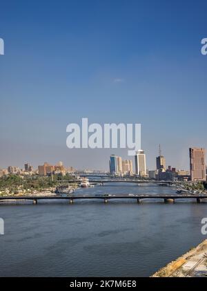 view of the river nile as it flows through the centre of cairo egypt ...