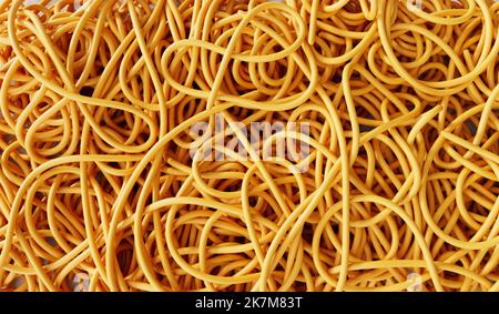 A tangled pile of string or wire. Confusion and thought process concept ...