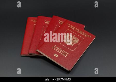 Four Russian foreign passports on a white background isolated Stock ...