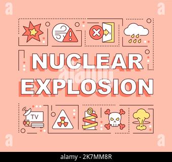 Nuclear explosion banner horizontal concept. Flat illustration of ...