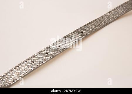 A shiny glittered silver collar isolated on white background Stock ...