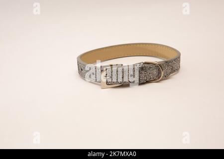 A shiny glittered silver collar isolated on white background Stock ...