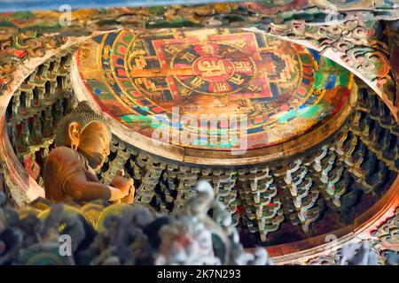 The Ceiling caisson Buddha statue of Zhihua temple in Beijing Stock ...