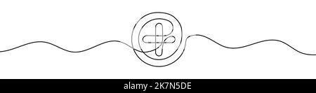 Continuous linear drawing of plus sign. Plus icon. Abstract background ...
