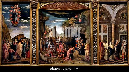 Andrea Mantegna - Andrea Mantegna Triptych with Ascension Adoration of the Magi and The Stock ...