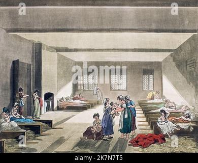 The Pass-Room at Bridewell Prison, London, England 1811, illustration ...