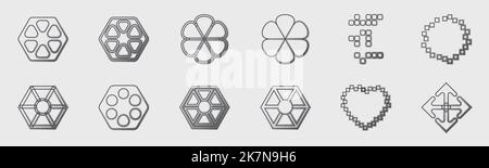 Retrofuturistic y2k geometry design elements collection. Cyber neo ...