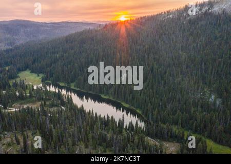 Aerial View of Hoodoo Lake At Elk Summit, on the edge of the Selway ...