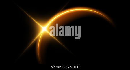 Gold Eclipse with Lens Flare. Isolated on Transparent Background ...