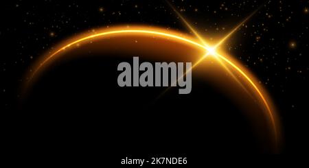Gold Eclipse with Lens Flare. Isolated on Transparent Background ...