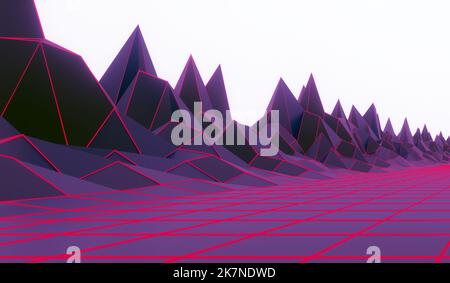 Retro sci-fi wireframe landscape. 3D rendering Stock Photo - Alamy
