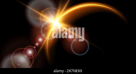 Gold Eclipse with Lens Flare. Isolated on Transparent Background ...