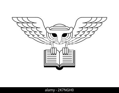Owl and book. eagle-owl with open book. Vector illustration Stock ...