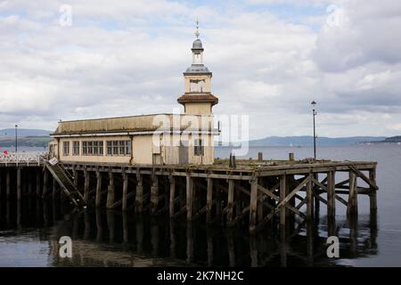 Disused Victorian pierhead buildings on Dunoon Pier, Dunoon, Cowal East ...